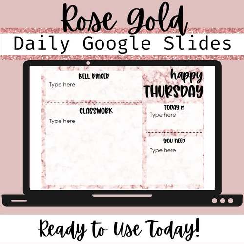 Rose Gold Daily Agenda Google Slides™ by Wild Littles and Middles
