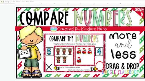 Winter Math Compare Numbers in Google Slides for Distance Learning