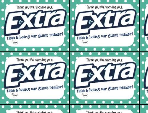 Extra Gum Guest Reader Appreciation Gift Tag- Thank you for spending ...