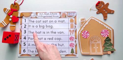 Christmas Literacy – Roll, Read, & Build a Gingerbread House, Decodable ...