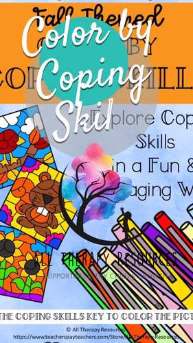 FALL Color by COPING SKILLS Coloring Pages I Counseling Activities