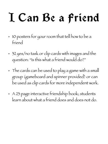 Being a Good Friend Posters Book Game Friendship Activities by Susan ...