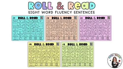 Kindergarten Dolch Sight Word Fluency Sentences Worksheets | Roll and ...