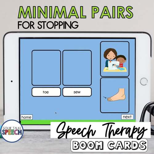 Minimal Pairs Stopping Boom Cards | Articulation | Speech Therapy