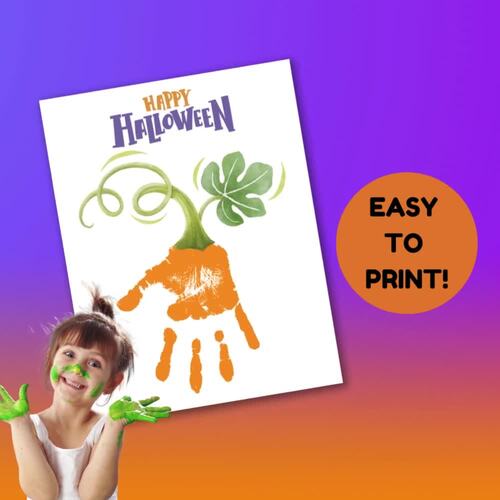 Template Handprint Craft | Halloween Craft Preschool | Kids Halloween ...