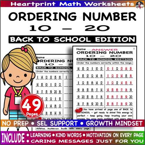 Back to School Math Centers, Numbers 10 to 20, Ordering & Missing ...