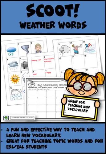Weather Words Scoot by Whizz Kids Rocks | Teachers Pay Teachers