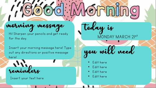 Summer Daily Slides Template by Copies and Chaos | TPT