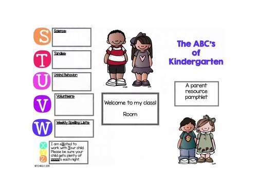 Parent Brochure Kindergarten Back to School by TCHR Two Point 0 | TPT