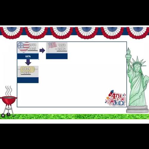 4th of July-Themed Digital Maze! Add & Subtract Multidigit Numbers