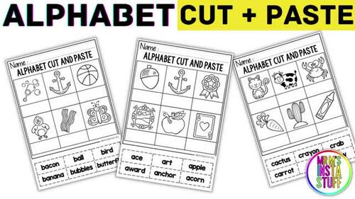Alphabet Cut and Paste Kindergarten Literacy Centres | TPT