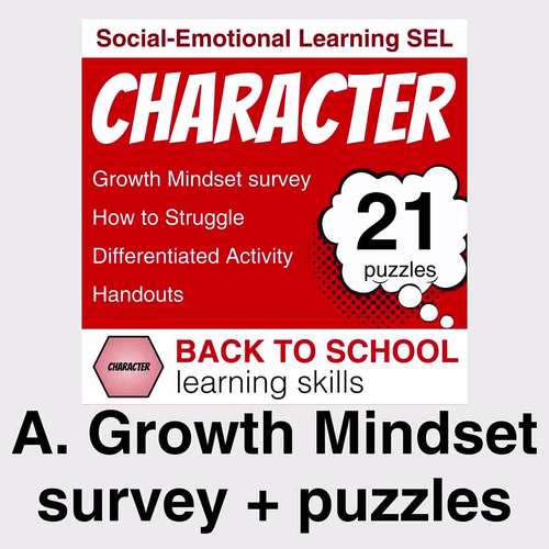 6Cs Character A: Growth Mindset Survey and Puzzles (SEL Life Skills)