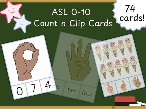 ASL Numbers 0-10 Count and Clip Cards | American Sign Language Math ...