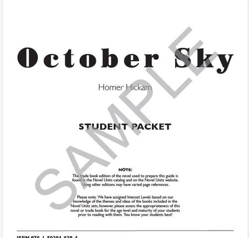 October Sky Novel Units® Student Packet Novel Study | TPT