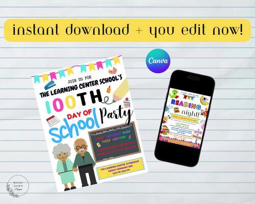 Editable School Event Days Poster, School PTO PTA, Instant Download