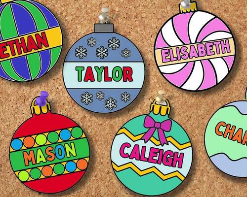 Printable Christmas Ornament Coloring Pages – Personalized Name Template