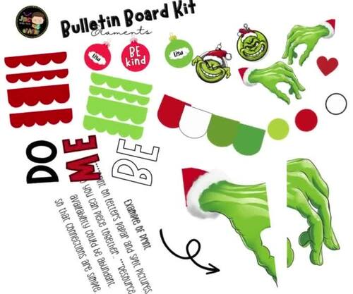 Grinch Bulletin Board Kit, Door Decoration, Christmas Classroom Decor ...