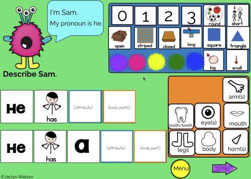 Monster Describing with Inclusive Pronouns Boom Cards™ | TPT