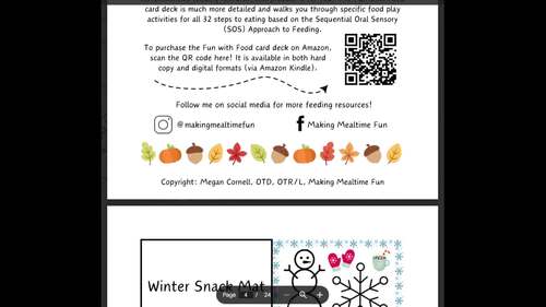 Seasons/Outdoors Snack Mats, Printable Placemats for Picky Eaters