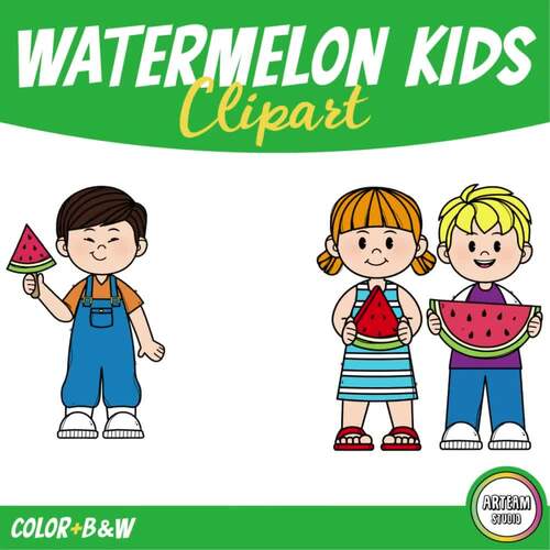 Watermelon Kids Clipart | Summer Clipart - ARTeam Studio by ARTeam Studio