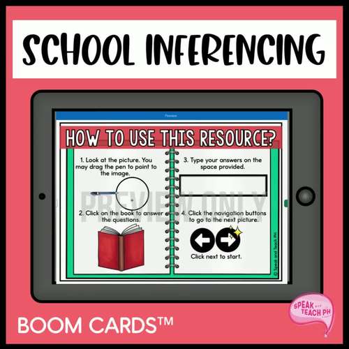 School Inferencing for Making Inference No Prep Speech Therapy Boom Cards