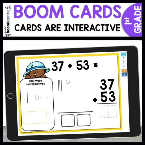 2 Digit Addition BOOM CARDS | DIGITAL TASK CARDS | TPT