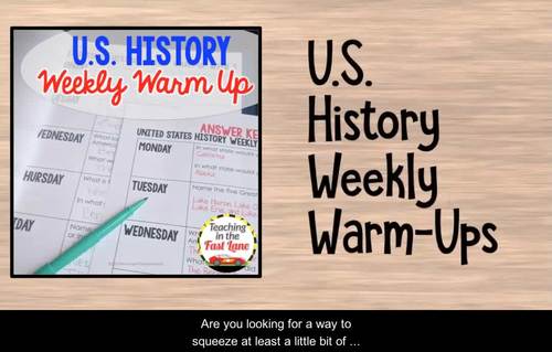 U.S. History Weekly Warm Up Daily Review by Teaching In the Fast Lane