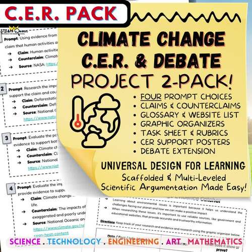 CER Climate Change Scientific Argument Debate Project 2-Pack Middle School