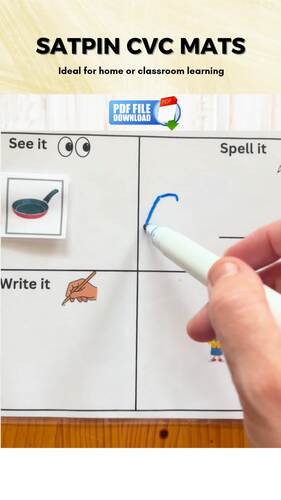 SATPIN CVC Word Mat, Phonics Word Building Activity, Group 1 Sounds Board,
