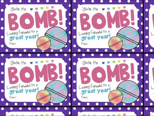 Bath Bomb Beginning of Year (BOY) Gift Tag- You're the BOMB! Looking ...