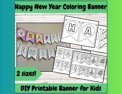 New Year's Coloring Banner, New Year's Activities, New Year's Bulletin ...
