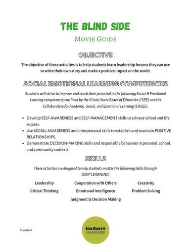 The Blind Side Movie Guide - Leadership Activities - Questions - Worksheets