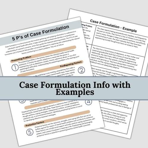 Case Formulation Template, 5 P's of Case Formulation Worksheets, Client Map