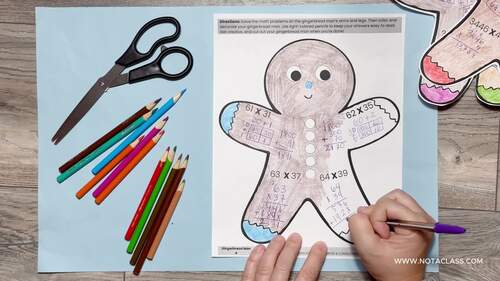 4th Grade Gingerbread Man Math Craft Multiply Two Digit by Two Digit ...