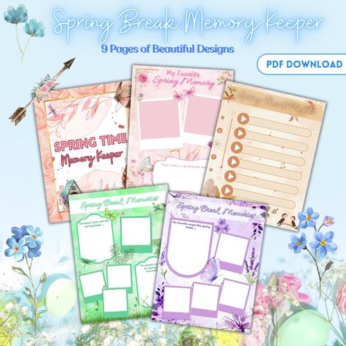 Spring Break Memory Keeper | 9 Printable Pages | Spring Activity