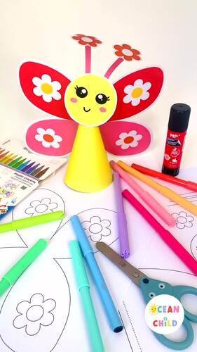 Build a Butterfly Craft Template, Spring Printable Activity, Color Page ...