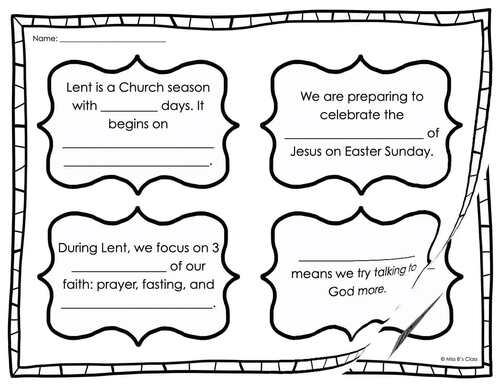 Lent Religion Unit (Reading Passage & Worksheets) by Miss B's Class