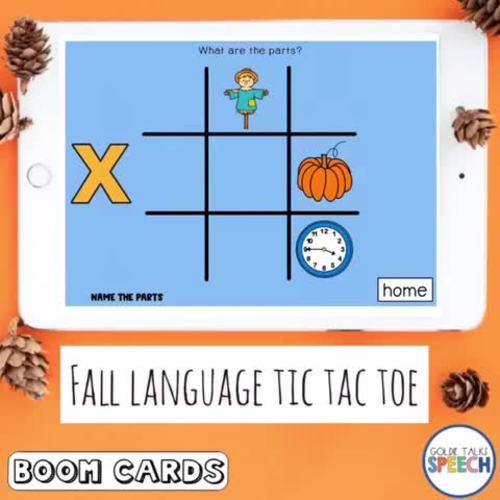Fall Language Tic Tac Toe Boom Cards | Speech Therapy by GoldieTalks Speech