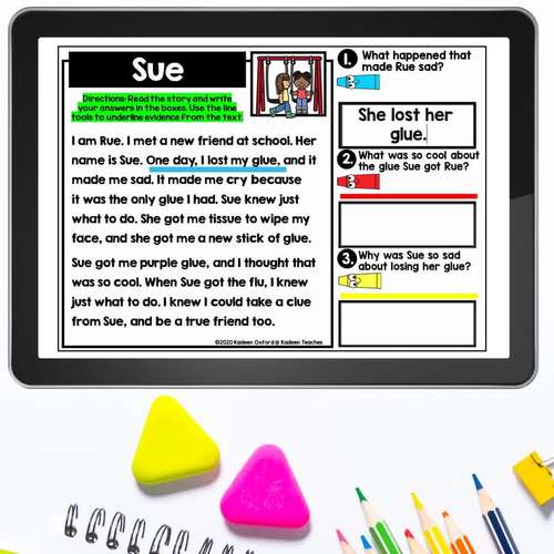 Digital Reading Comprehension Text Evidence for Beginners Boom Cards ...