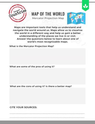Geography Continents Worksheets: Internet Research for Middle & High School