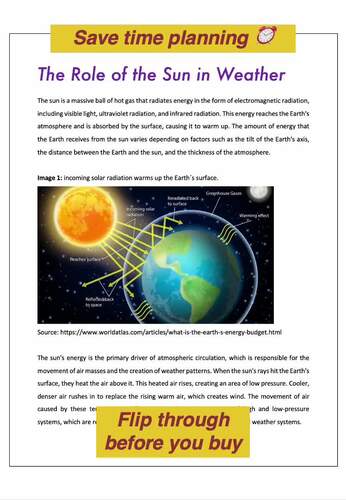 The Sun’s Role in Weather & Climate: No-Prep Worksheet - Questions ...