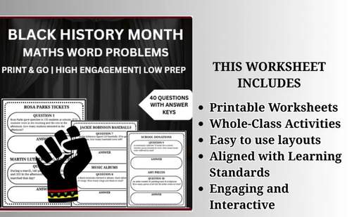 BLACK HISTORY MONTH MATHS WORD PROBLEMS | 40 QUESTIONS & ANSWERS ...