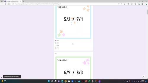 Multiplying Fractions and Dividing Fractions Task Cards - Google Forms