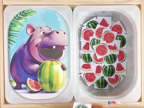 Feed the Hippo FLISAT Insert Template: Watermelon Counting up to 12 ...