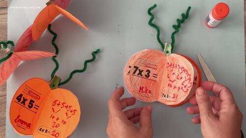 Halloween, Thanksgiving 3D Pumpkin Multiplication Facts Craft | Math ...