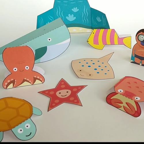 Easy papercrafts - Ocean. Paper Activity for Kids Ages 4-8 by ixia3d