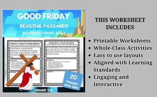 Good Friday Reading Comprehension Passages Grades 2–8 | Easter Worksheets
