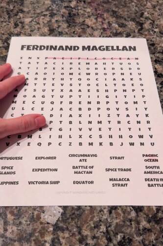 Ferdinand Magellan European Explorer Word Search Age of Exploration