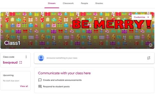 Animated Google Classroom Header (Be Merry) Banner - Distance Learning