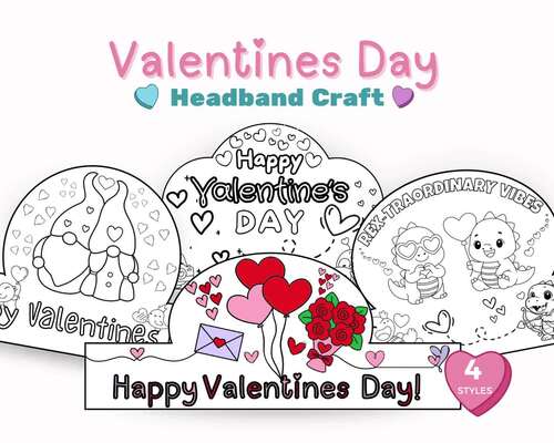 Valentine's Day Kids Headband Craft Kit: Kids Coloring DIY Crown ...